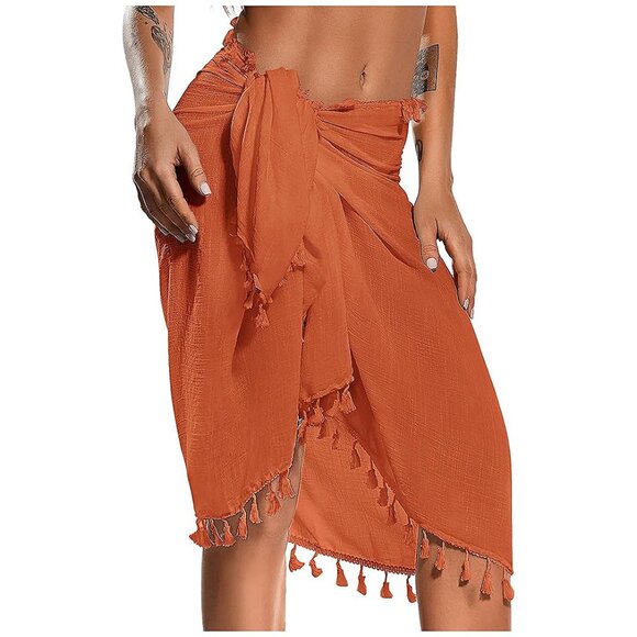 Swim | Beach Sarong Pareo Womens Semisheer Swimwear 1orangeshort | Poshmark